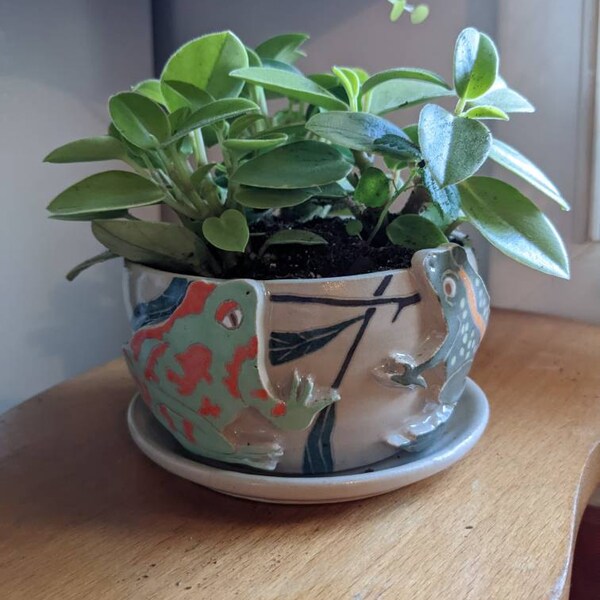 Custom Crow Ceramic Planter-handmade Ceramic Planter-bird Planter ...