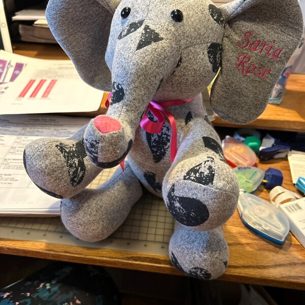 Memory Elephant // Keepsake Elephant // Custom Order Stuffed Elephant ...