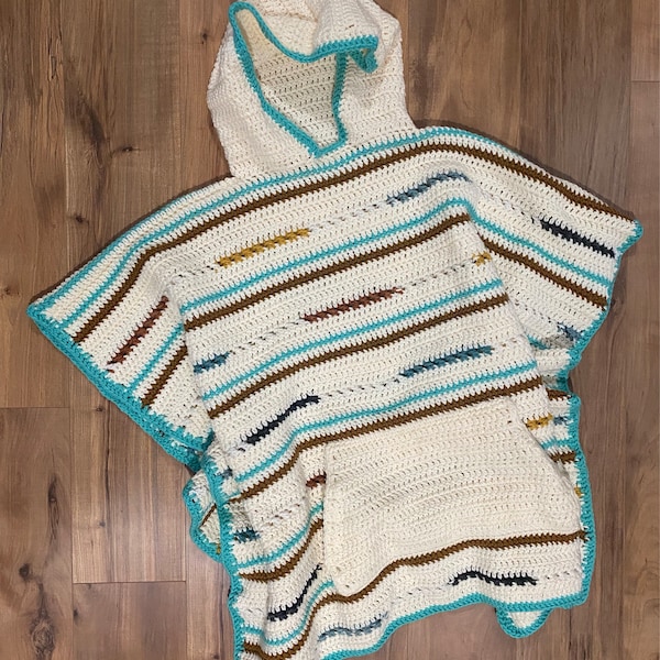 The Cross Stripe Poncho PDF DIGITAL DOWNLOAD Crochet Pattern, Women's ...