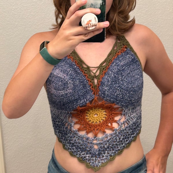 Crochet Pattern, Cosmic Diamond Cropped Top ~ PATTERN ONLY ~ Festival Wear, Hippie Style, Boho ...