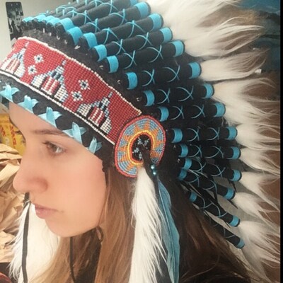 Kids Indian Headdress Replica, Kids Feather Headdress, Native American ...