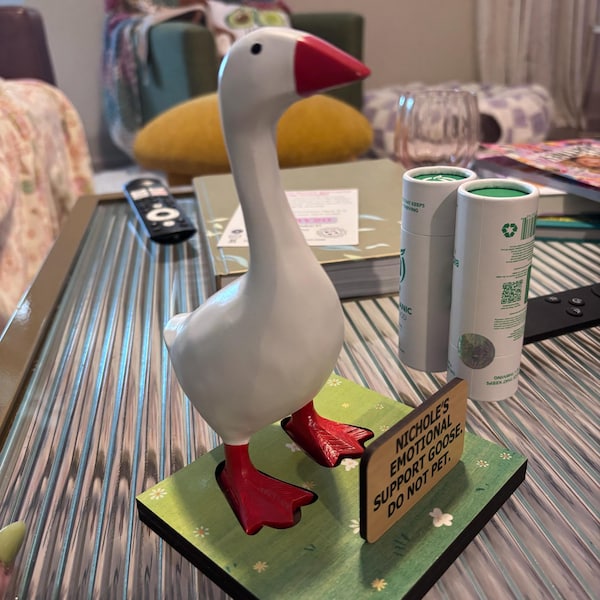 Emotional Support Desk Goose, Customized Sign, Stand for ...