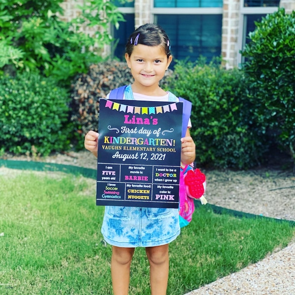 First Day of Kindergarten Sign, First Day of School Sign, Girls ...