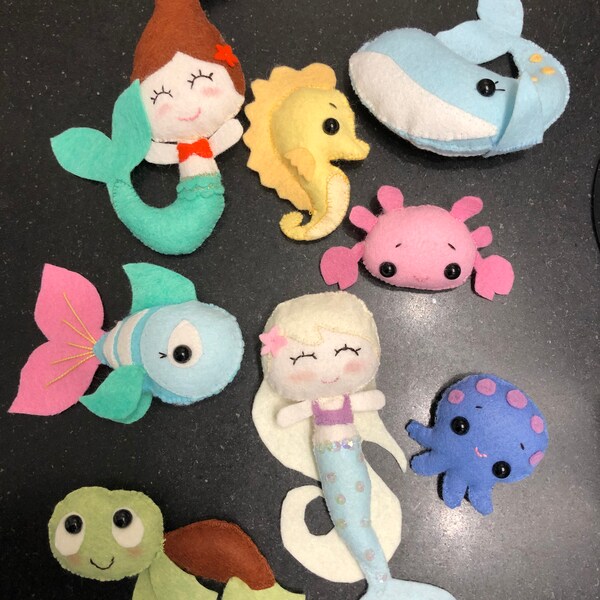 Sea Creatures Felt Toy PDF and SVG Patterns, Aquatic Animals, Sea Life ...