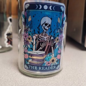 Holographic Reader Tarot Card Sticker Spooky Books Skeleton Sticker for ...