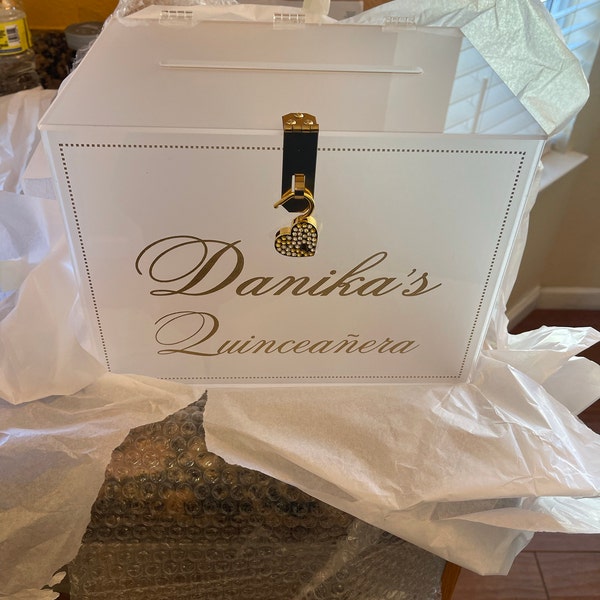 Personalized Acrylic Sweet 16 Card Box With Lock Custom Engraved Text ...