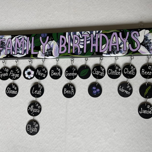 Hand Painted Perpetual Birthday Calendar Custom Personalized - Etsy