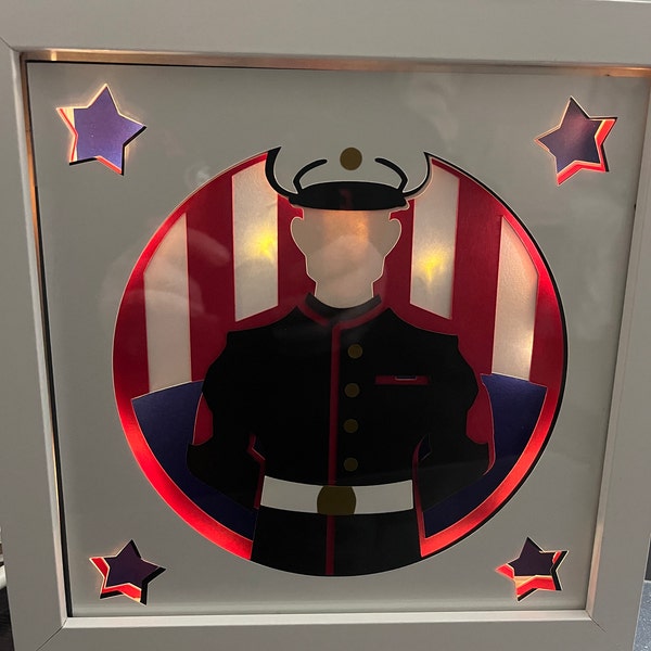 US Marines Shadow Box SVG for Cricut Silhouette, Army 3d Layered Mandala, Soldier Papercut ...