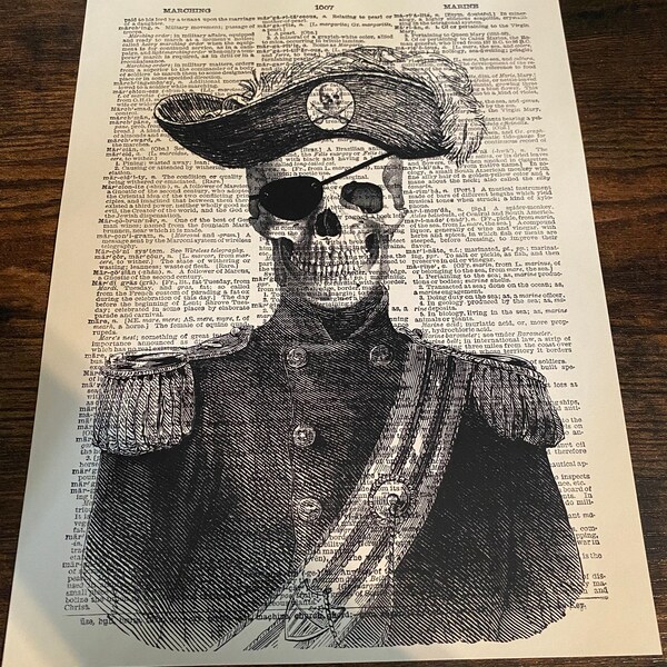 Pirate Skull Skeleton Art Print Vintage Book Page Print Poster ...