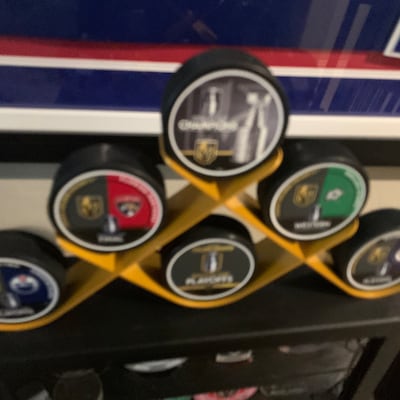 Ice Hockey Puck Holder, Bedroom Décor, Holds 6 Hockey Pucks for a ...