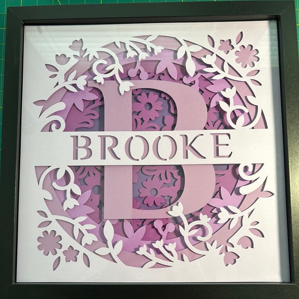 3D Bundle Flower Split Monogram A-Z Shadow Box, Alphabet Family Name ...