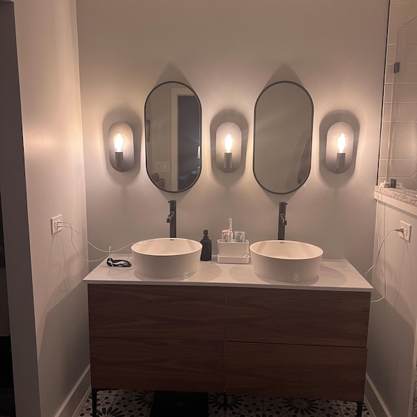 Pill Shaped Mirror - Vertical Oval Mirror - Minimalist Wall Mirror ...