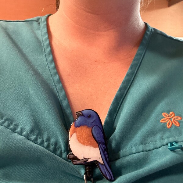 Bluebird Badge Reel Id Holder: Gift for Blue Bird Lovers Song Bird ...