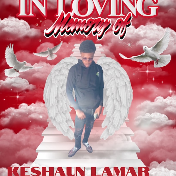 Red Heavens Stairway in Loving Memory Angel Wings Memorial Background ...