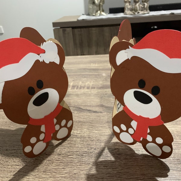 Christmas Card Teddy Bear SVG Template Merry Christmas Gift Card ...