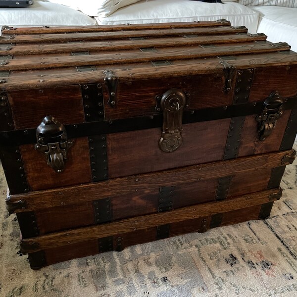 185 Refurbished Antique Wooden Trunk - Etsy