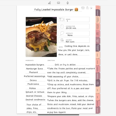 Recipe Book Meal Planner Recipe Journal Digital Cookbook for iPad ...