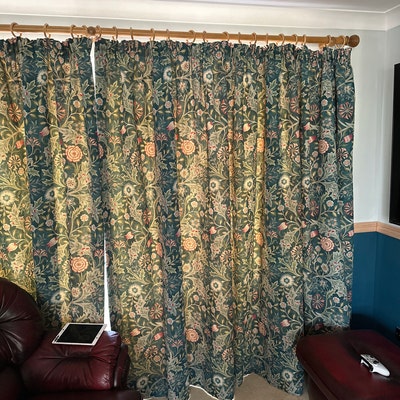 Morris and Co Fruit Velvet Single Portiere Door Curtain Indigo and ...