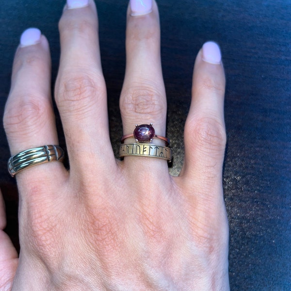 Natural Heated Star Ruby Ring, Silver With Rosegold Plated, Natural ...