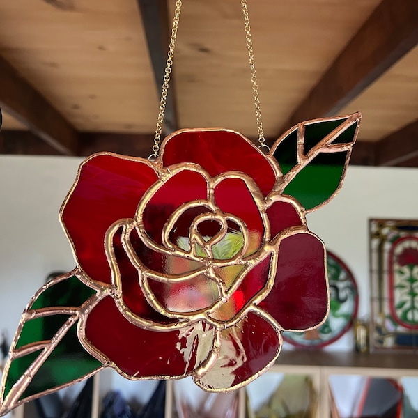 Rose Pattern Stained Glass Pattern DIY Stained Glass Pattern Pdf Flower ...