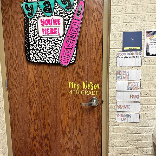Teacher Door Hanger, Classroom Door Hanger, Back to School, Retro Door ...