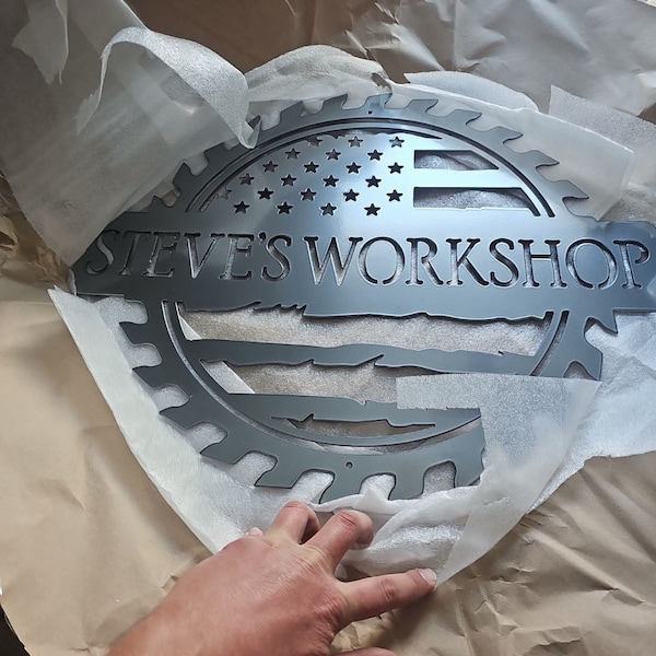 Custom American Flag Workshop Sign | Metal Shop Sign | Free Shipping ...