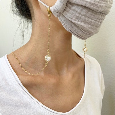 18k Gold Plated Dapped Chain Mask Chain Face Mask Lanyard - Etsy