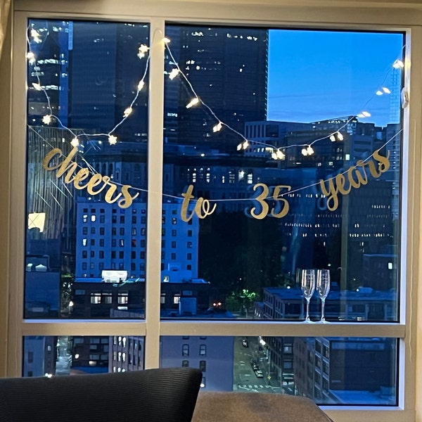 Cheers to 35 Years Banner | 35th Wedding Anniversary Party Decorations ...