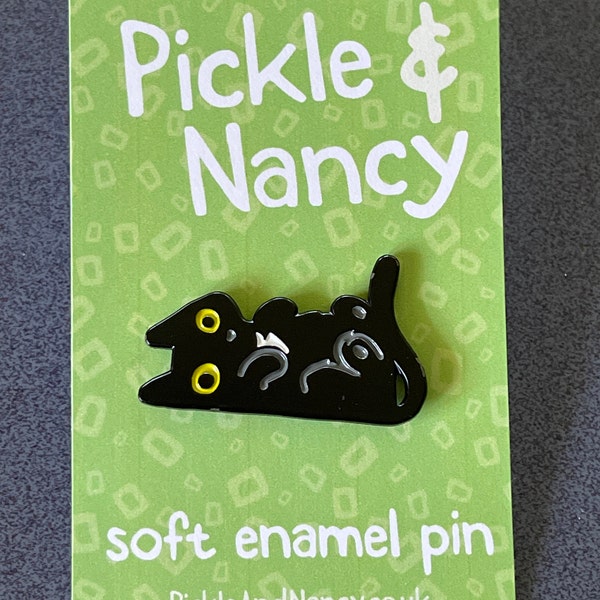 Black Cat Enamel Pin, Black Cat on Back Pin, Perfect Gift for Cat Lover ...