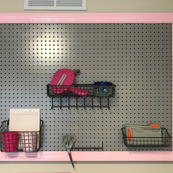 44" X 35" Beautiful Framed Pegboard | Peg Board Organizer | Craft Room ...