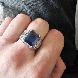 Unique Mens Pinky Signet Ring in Silver, Rectangle Solid Silver Pinky ...