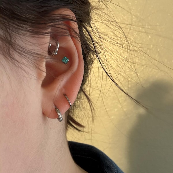 Implant Grade Titanium 2mm Thick Hinged Plain Round CZ Hoop Earrings ...