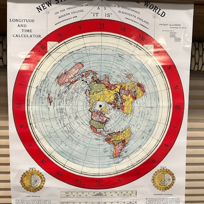 Flat Earth Map. 1892 Gleason's New Standard Map of the World Large 24 X ...