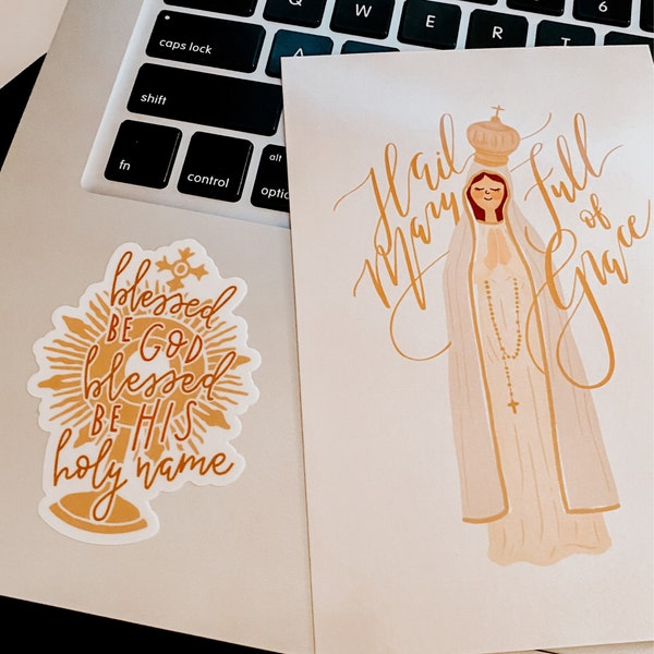 Blessed Be God Sticker, Divine Praises Decal, Adoration Sticker ...