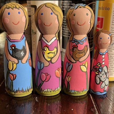 6pcs Giant Peg Dolls 4inch , Peg People, Peg Family, Doll Body, DIY ...