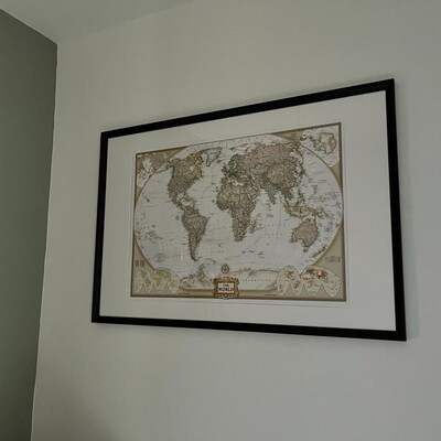 Watercolour Outline World Map Atlas Large Poster Art Print - Etsy UK