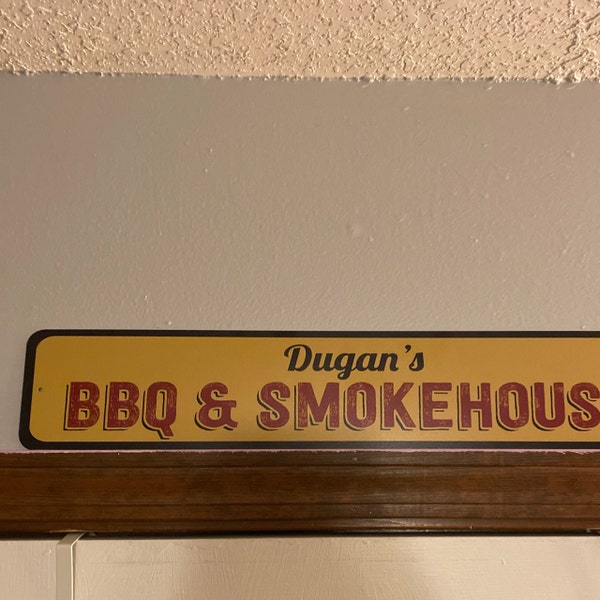 BBQ & Smokehouse Sign, Personalized Chef Smoker Cook Name Kitchen Sign ...