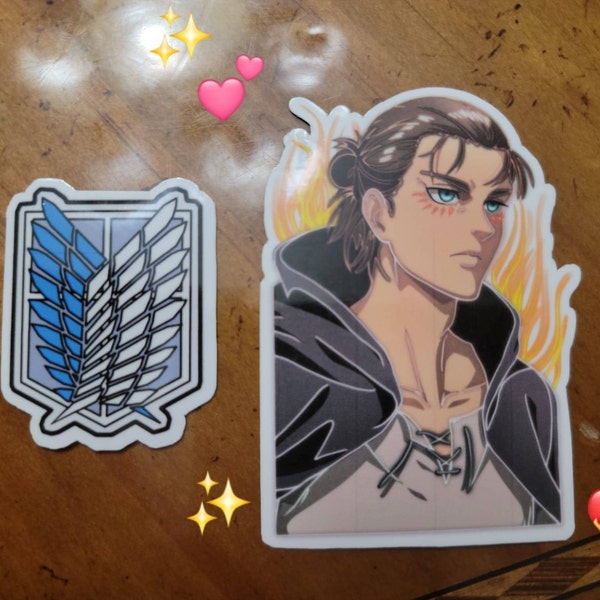 Eren Yeager Attack on Titan Sticker Gloss or Holographic Laminate - Etsy