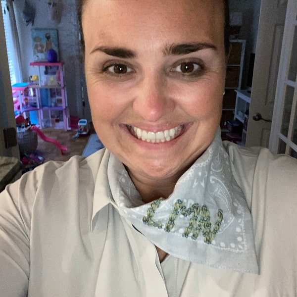 Monogrammed Bandana (hand Embroidered) | Group Gift | Multiple Colors ...