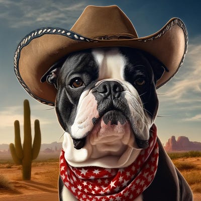 Custom Cowboy Pet Portrait Personalized Dog and Cat in Cowboy Costumes ...