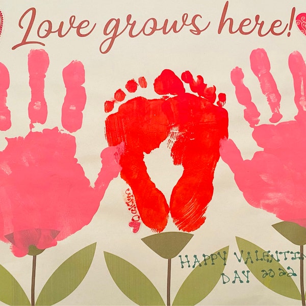 Handprint Art Grandparents, Valentines Day Handprint Craft Activity ...