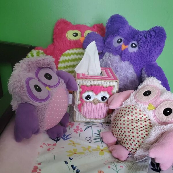 Owl pink Tissue Box Cover - Etsy