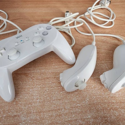 Authentic Original Nintendo Wii Classic Pro Remote Controller White 100 ...