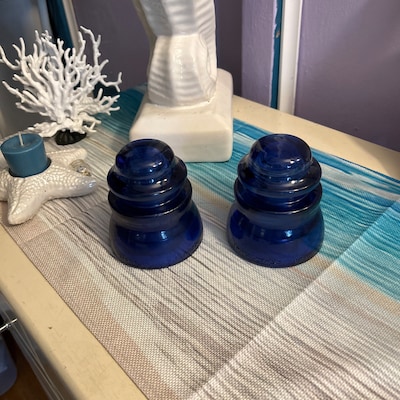 2 Authentic Vintage Medium Size Glass Insulators Stained Purple. Set of ...