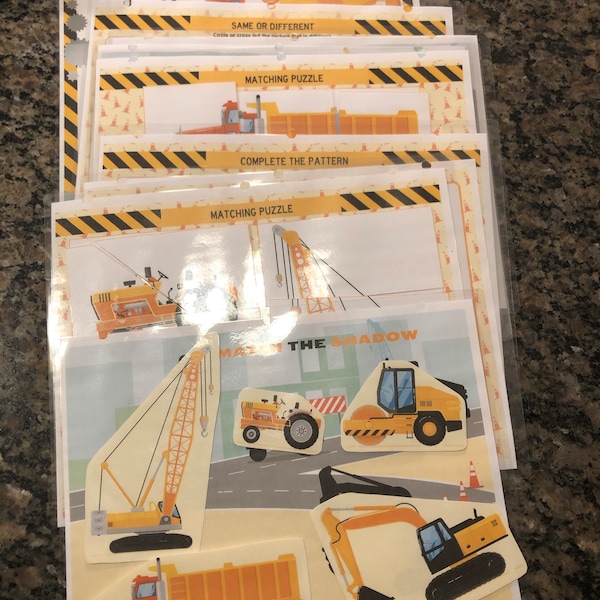 Construction Vehicles Sorting & Matching Printable Busy Book. Truck ...