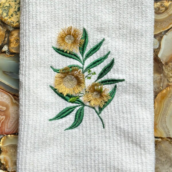 Flowers 3 Stems Leaves Fancy Fluffy Fringe Embroidery File Fit 4 X 4 ...