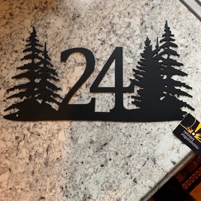 Custom Pine Trees House Number Metal Sign, 2 Digit, Pine Tree, Address ...