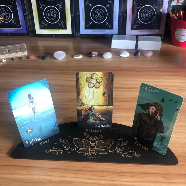 Three Card Moth Tarot Stand // Tarot Oracle Affirmation Card Display ...