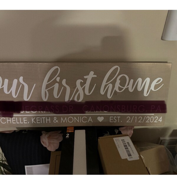 New Home Sign Our First Home With Address-family Name-est Date ...