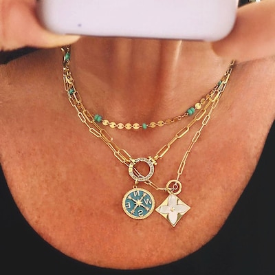 14K REAL Solid Gold Endless Hinged Clicker Round Charm Enhancer, 14K ...